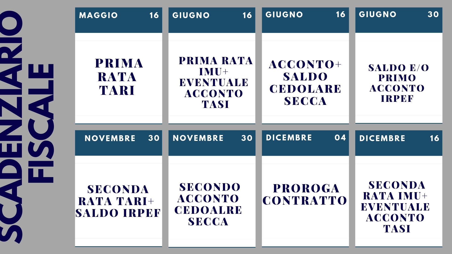 Il calendario fiscale del proprietario di casa.